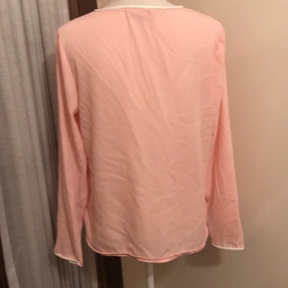 Philosophy | Tops | Philosophy Blush Pink Sheer Blouse Wwhite Piping ...